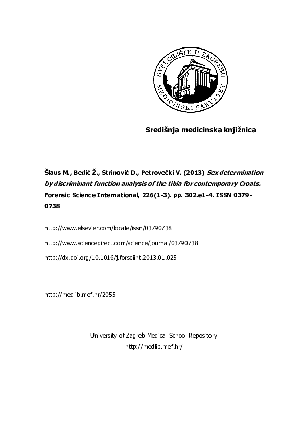 Pdf Sex Determination By Discriminant Function Analysis Of The Mandible