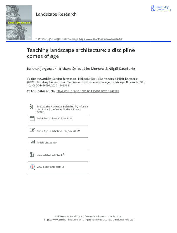 (PDF) Teaching landscape architecture: a discipline comes of age