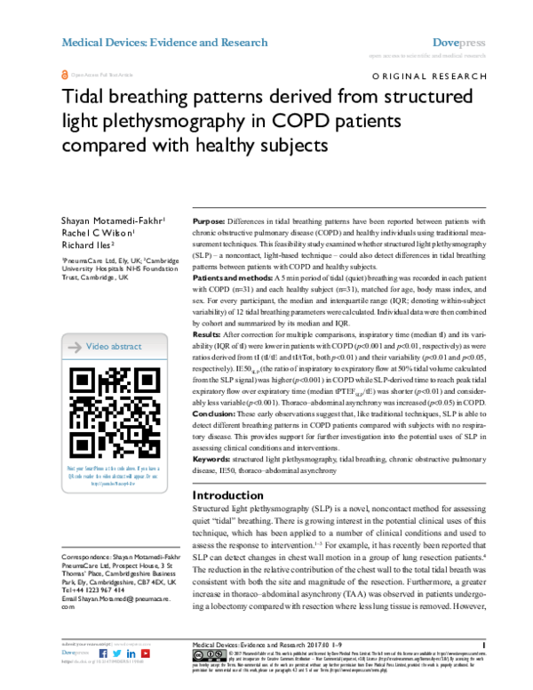 (PDF) Tidal breathing patterns derived from structured light ...