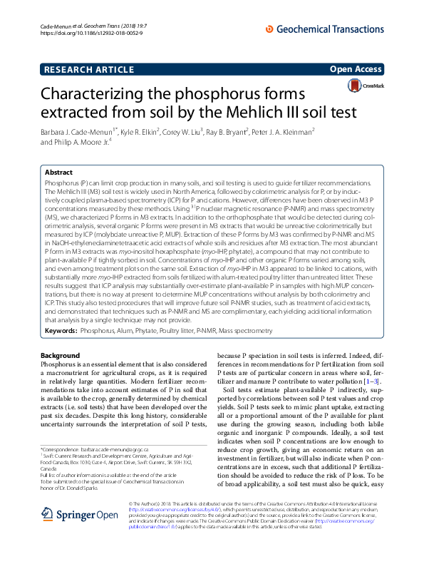 (PDF) Characterizing the phosphorus forms extracted from soil by the ...