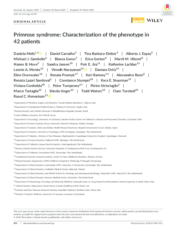 (PDF) Primrose syndrome: Characterization of the phenotype in 42 patients