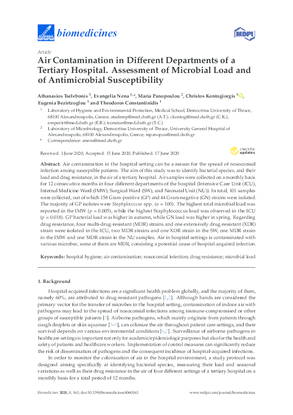 (PDF) Air Contamination in Different Departments of a Tertiary Hospital ...