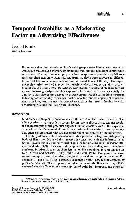 (PDF) Temporal instability as a moderating factor on advertising ...