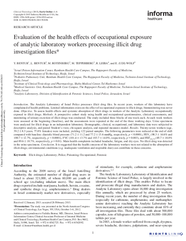(PDF) Evaluation of the health effects of occupational exposure of ...