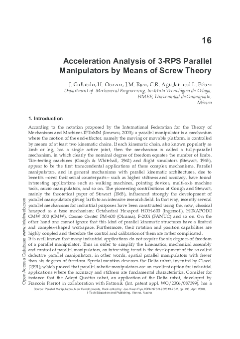 (PDF) Kinematics of 3-RPS parallel manipulators by means of screw theory