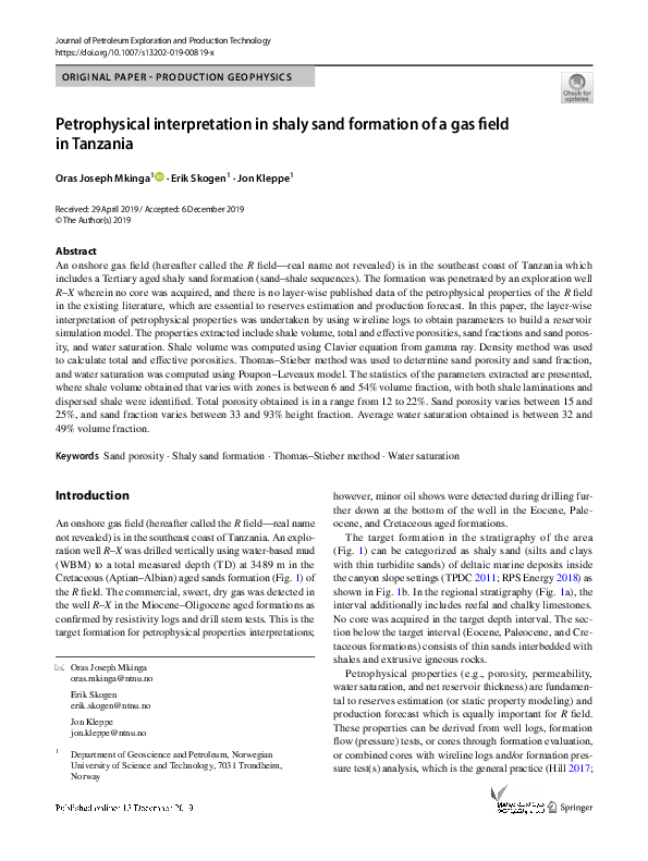 (PDF) Petrophysical interpretation in shaly sand formation of a gas ...