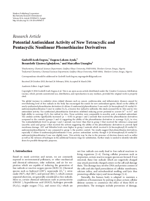 (PDF) Potential Antioxidant Activity of New Tetracyclic and Pentacyclic ...