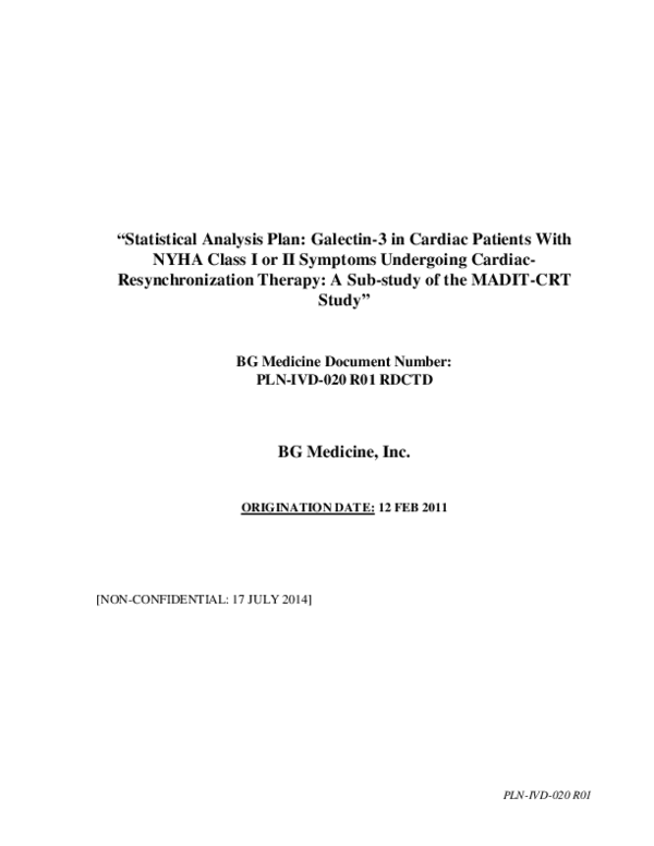 (PDF) Statistical Analysis Plan