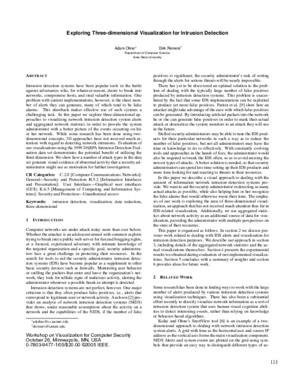 (PDF) Exploring three-dimensional visualization for intrusion detection