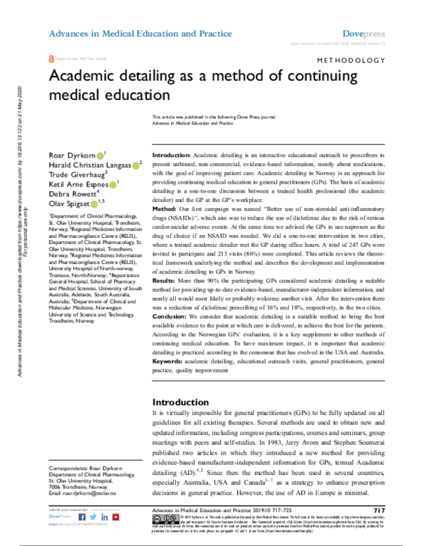 (PDF) Academic detailing as a method of continuing medical education