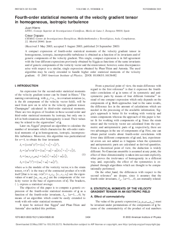 (PDF) Fourth-order statistical moments of the velocity gradient tensor ...
