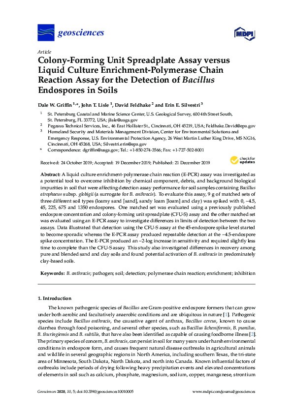 (PDF) Colony-Forming Unit Spreadplate Assay versus Liquid Culture Enrichment-Polymerase Chain ...