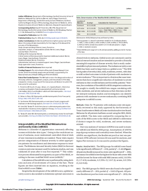 (PDF) Interpretability of the Modified Melasma Area and Severity Index ...