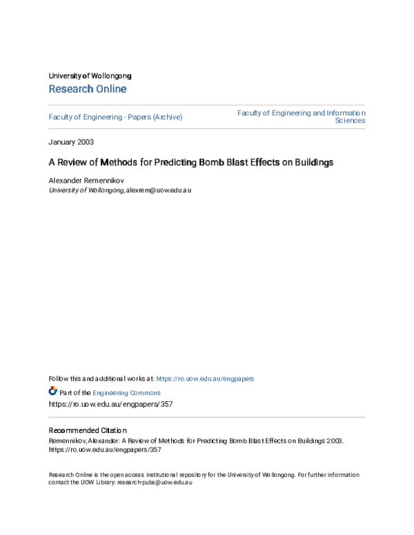 (PDF) A review of methods for predicting bomb blast effects on buildings