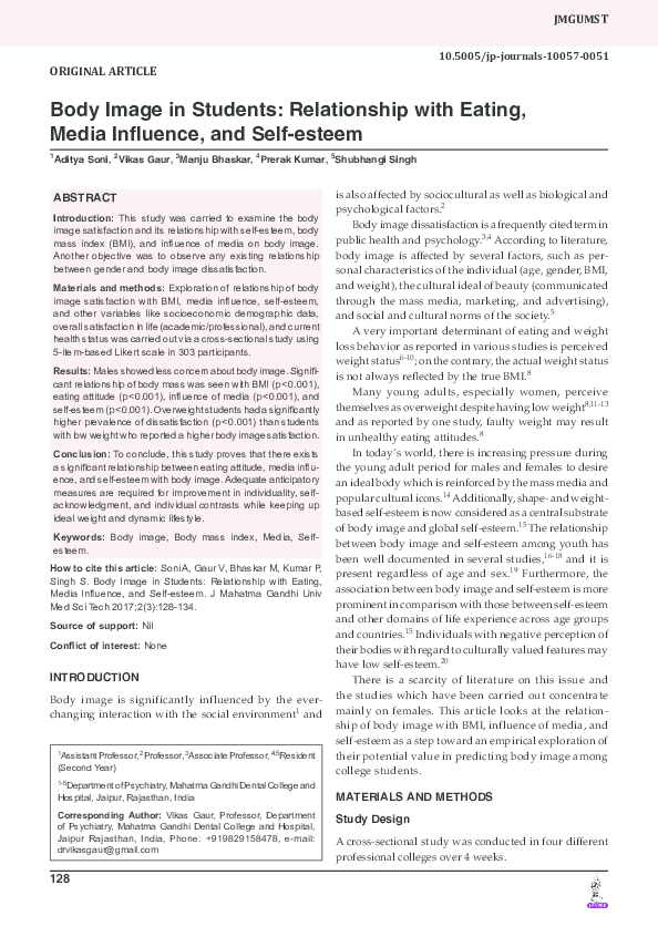 (PDF) Body Image in Students: Relationship with Eating, Media Influence ...