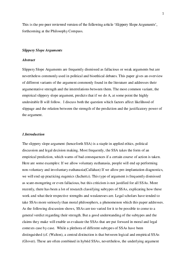 (PDF) Slippery Slope Arguments