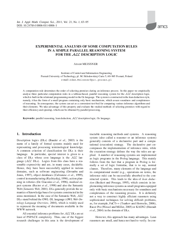 (PDF) Experimental analysis of some computation rules in a simple parallel reasoning system for ...