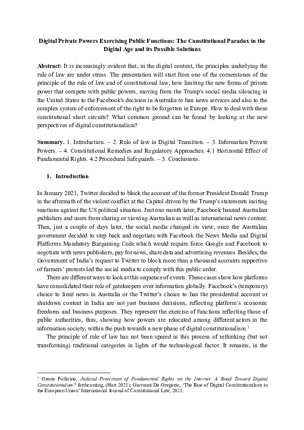 (PDF) Digital Private Powers Exercising Public Functions: The ...