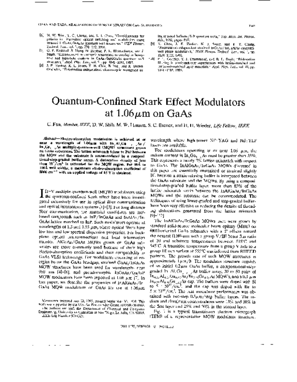 (PDF) Quantum-confined Stark effect modulators at 1.06 mu m on GaAs