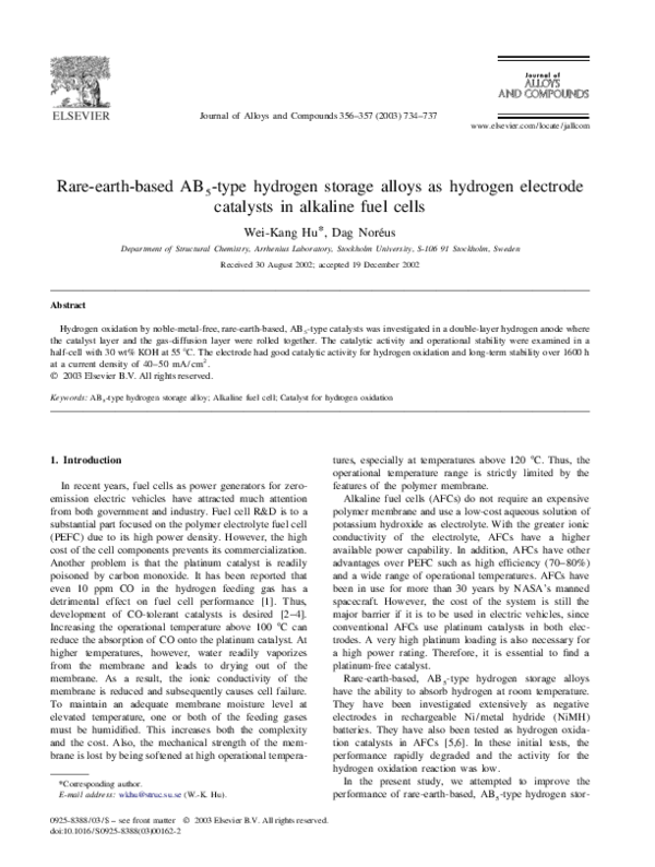 (PDF) Rare-earth-based AB5-type hydrogen storage alloys as hydrogen ...