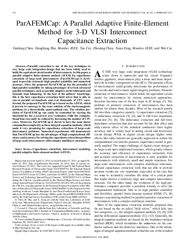 (PDF) ParAFEMCap: A Parallel Adaptive Finite-Element Method for 3-D VLSI Interconnect ...