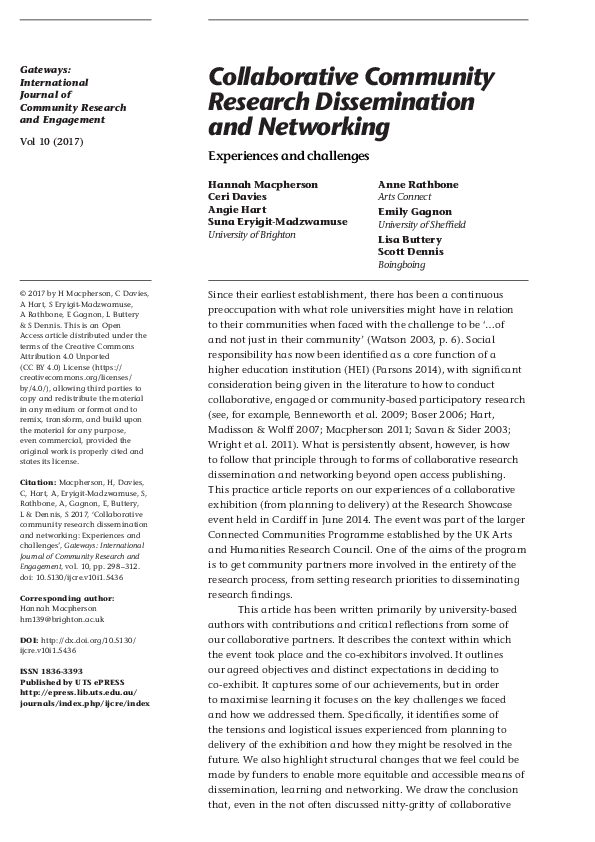 (PDF) Collaborative community research dissemination and networking ...