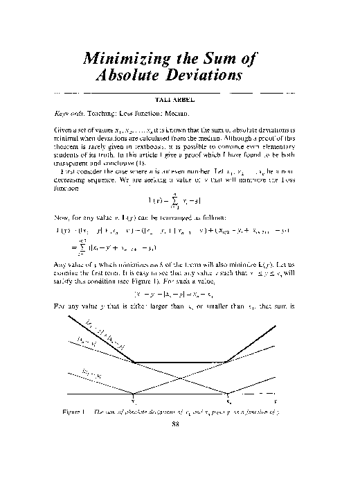 Pdf Minimizing The Sum Of Absolute Deviations