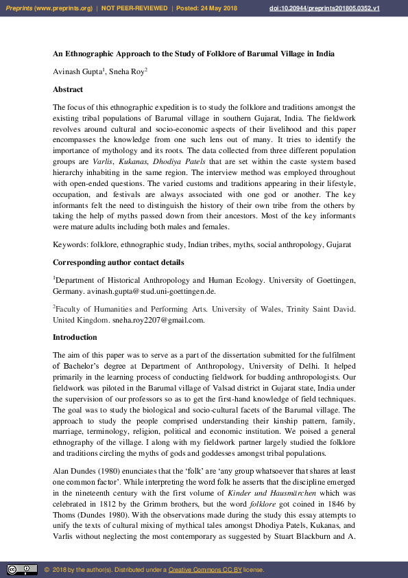 (PDF) An Ethnographic Approach to the Study of Folklore of Barumal ...