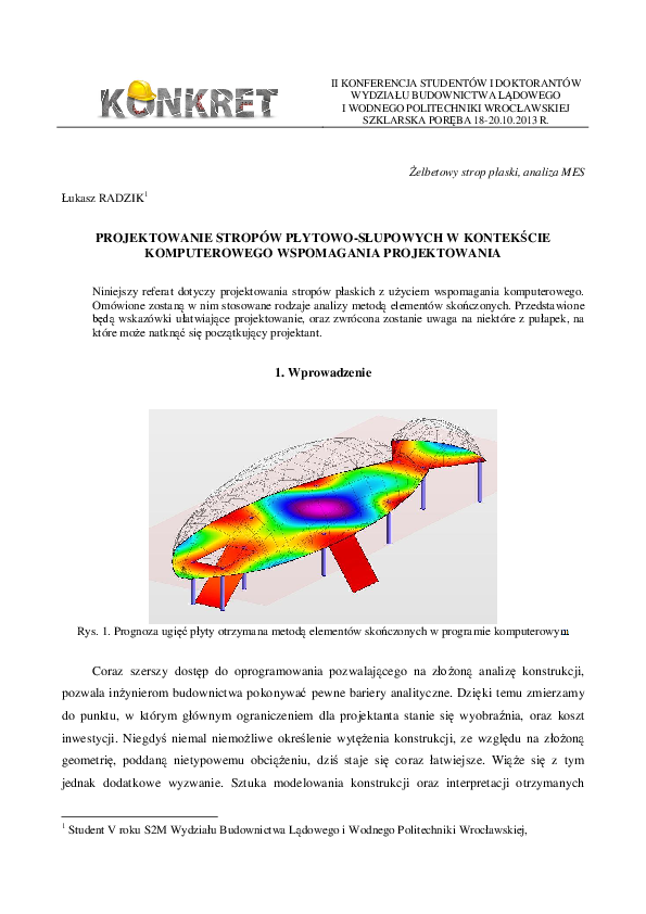 (PDF) Projektowanie stropów płytowo - słupowych w kontekście komputerowego wspomagania projektowania