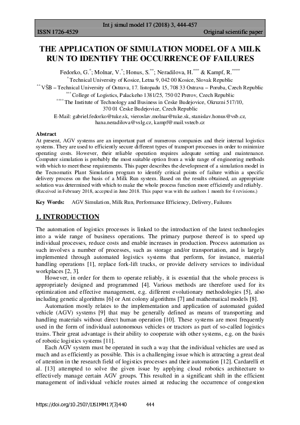(PDF) The Application of Simulation Model of a Milk Run to Identify the ...
