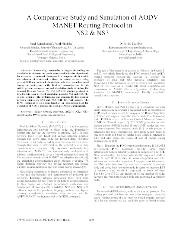 (PDF) A comparative study and simulation of AODV MANET routing protocol in NS2 & NS3