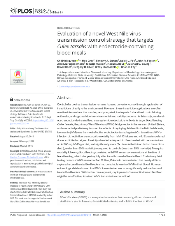 (PDF) Endectocide-Infused Feed for WNV Control