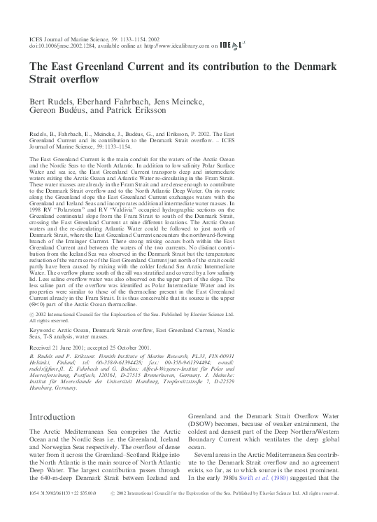 (PDF) The East Greenland Current and its contribution to the Denmark ...