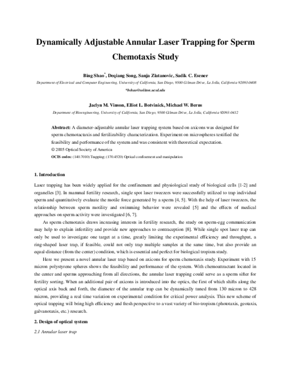 (PDF) Dynamically adjustable annular laser trapping based on axicons