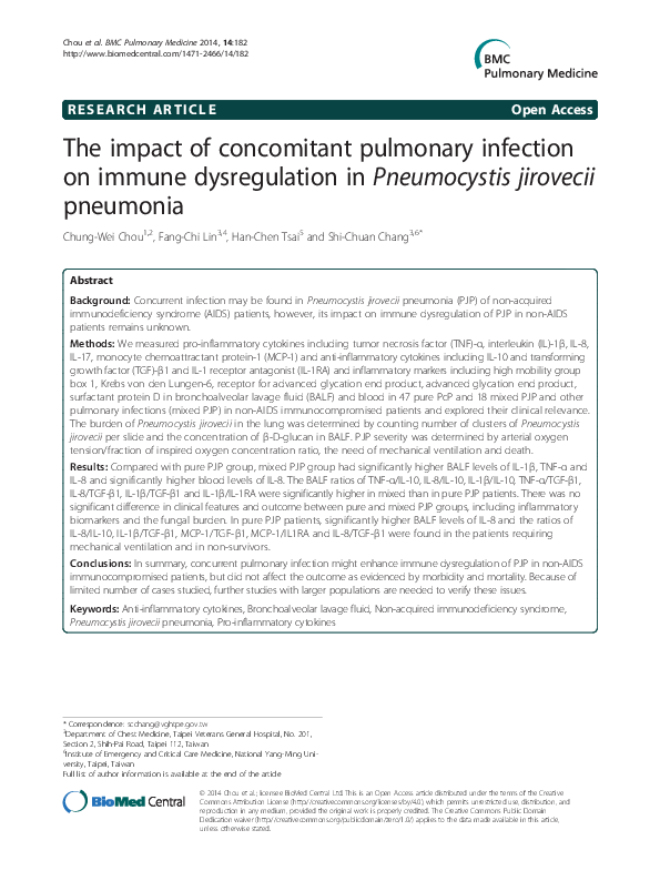 (PDF) The impact of concomitant pulmonary infection on immune ...