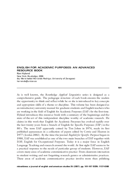 (PDF) English for Academic Purposes: an advanced resource book