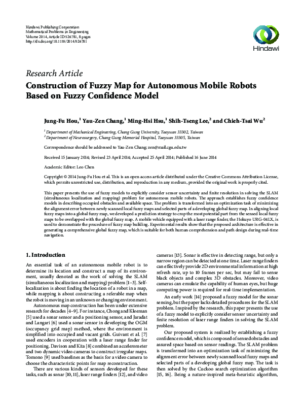 Pdf Construction Of Fuzzy Map For Autonomous Mobile Robots Based On Fuzzy Confidence Model