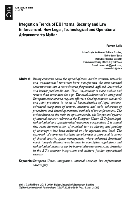 (PDF) Integration Trends of EU Internal Security and Law Enforcement ...