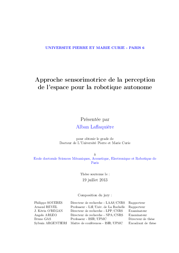 (PDF) Sensorimotor approach of space perception for autonomous robotics | Alban Laflaquière ...