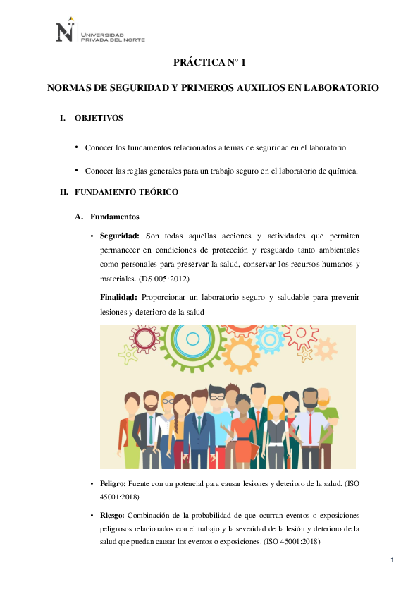 (PDF) PRÁCTICA N° 1 NORMAS DE SEGURIDAD Y PRIMEROS AUXILIOS EN LABORATORIO