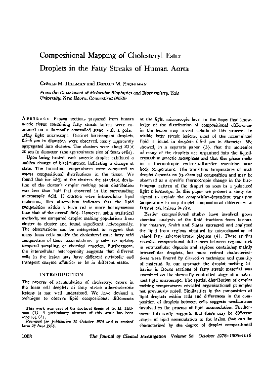 (PDF) Compositional mapping of cholesteryl ester droplets in the fatty ...