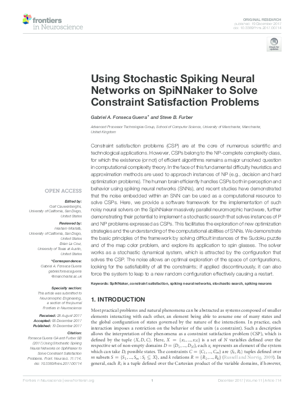 (PDF) Using Stochastic Spiking Neural Networks on SpiNNaker to Solve ...