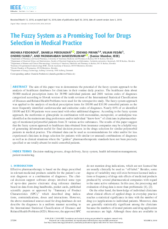 (PDF) The Fuzzy System as a Promising Tool for Drugs Selection in ...