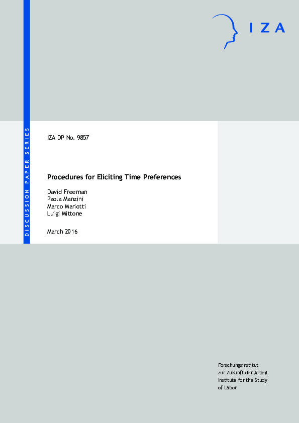 (PDF) Procedures for eliciting time preferences