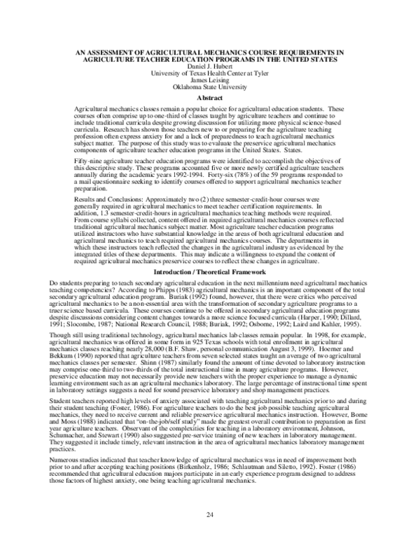(PDF) An assessment of agricultural mechanics course requirements in ...