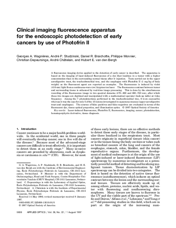 (PDF) Clinical imaging fluorescence apparatus for the endoscopic ...