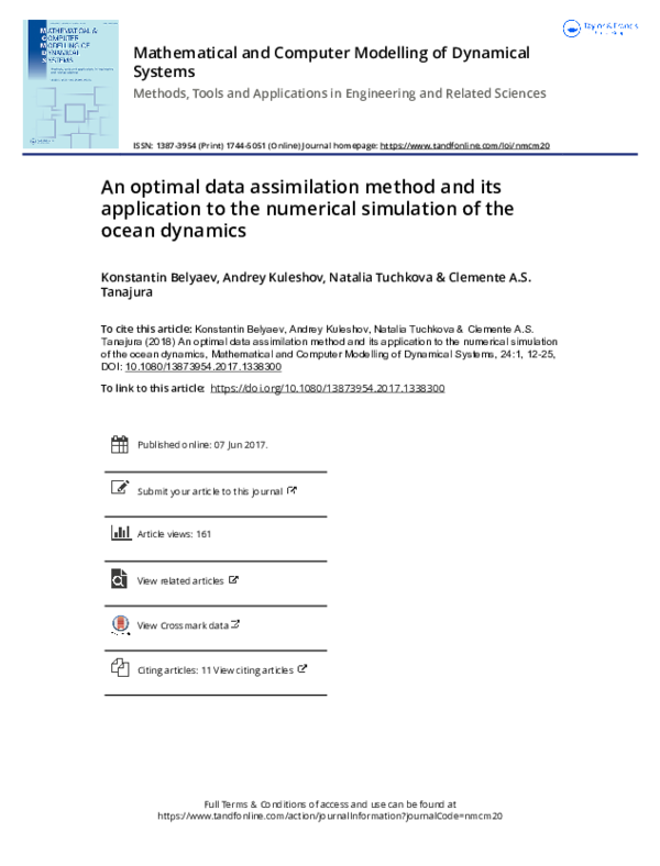 Pdf An Optimal Data Assimilation Method And Its Application To The