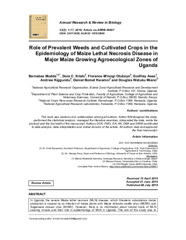 (PDF) Role of Prevalent Weeds and Cultivated Crops in the Epidemiology ...