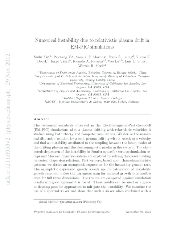 (PDF) Numerical instability due to relativistic plasma drift in EM-PIC ...