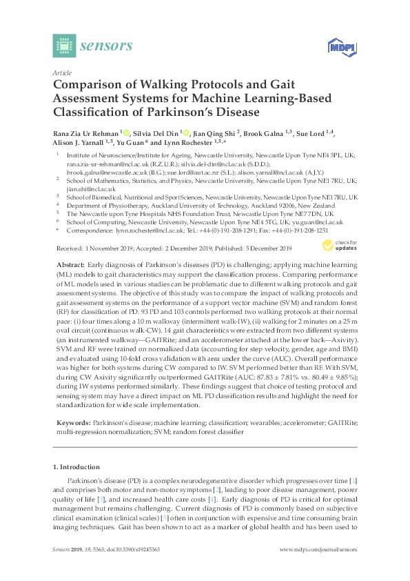 (PDF) Comparison of Walking Protocols and Gait Assessment Systems for Machine Learning-Based ...